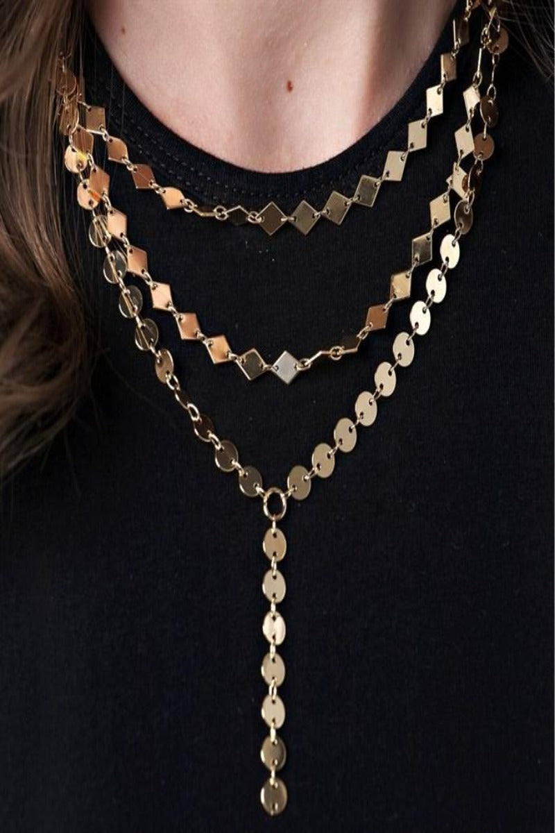 Layered Gold Lariat Necklace - Final Sale – modern+chic